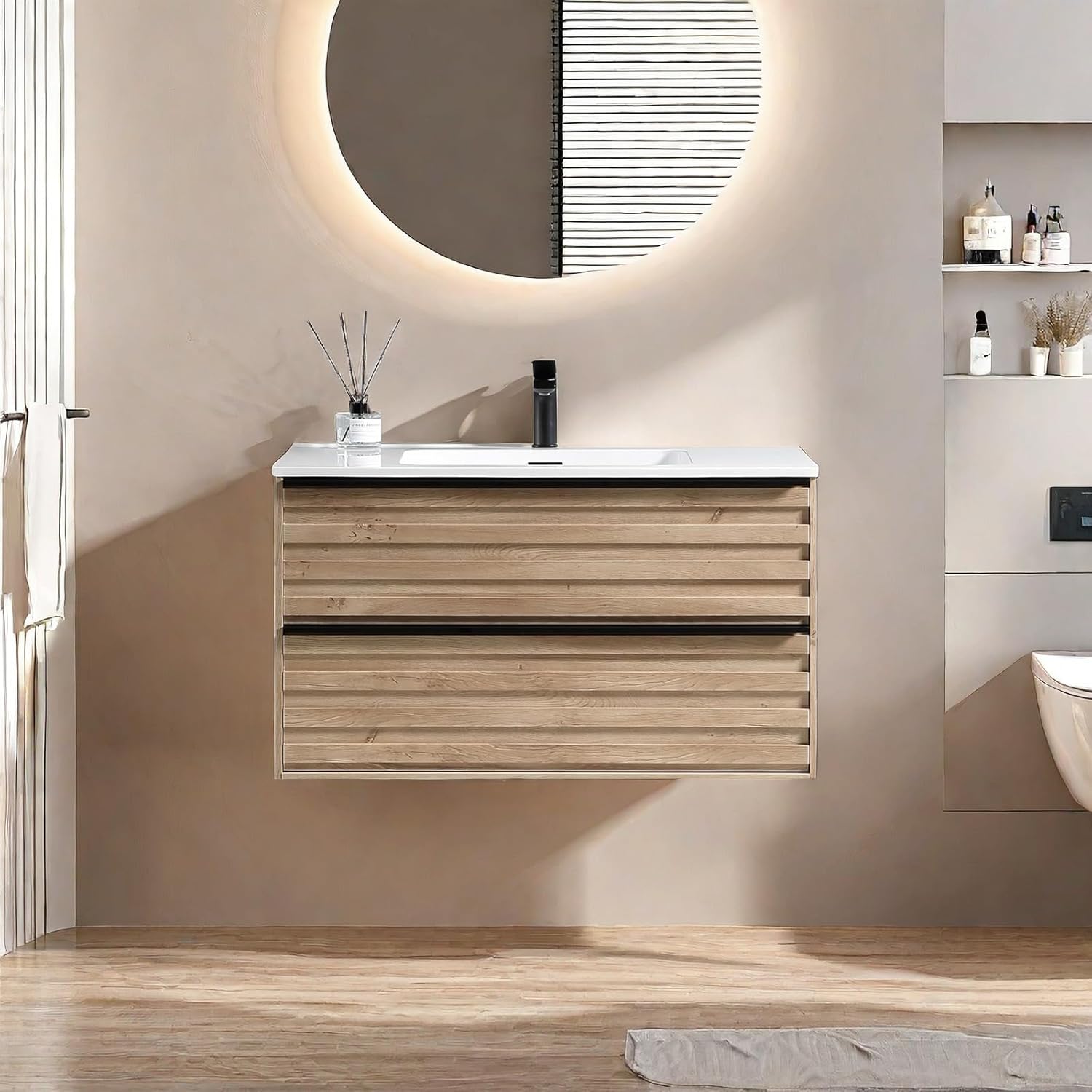 Dowell 36" Vanity with Sink, Modern Vanity Bathroom with 2 Extra Big D
