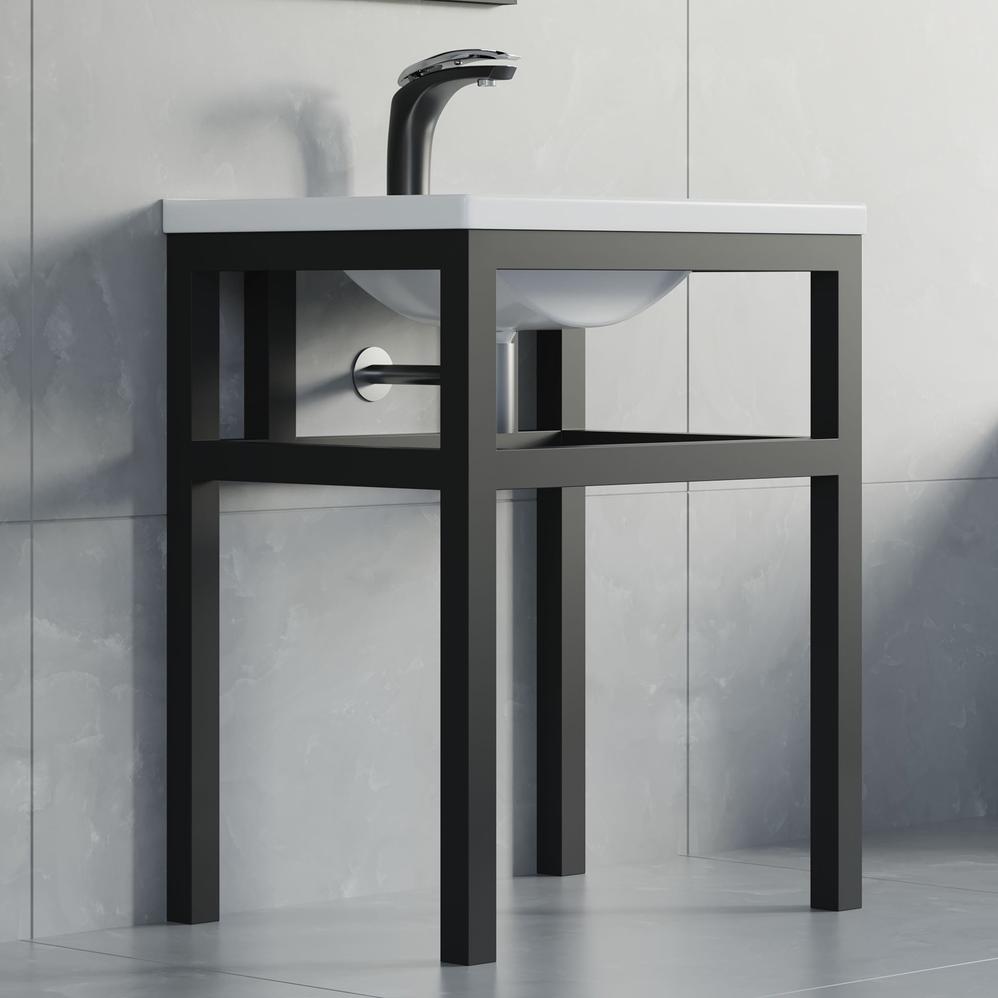 Dowell 24" Bathroom Basin Stand Black Pedestal - 7003 Series